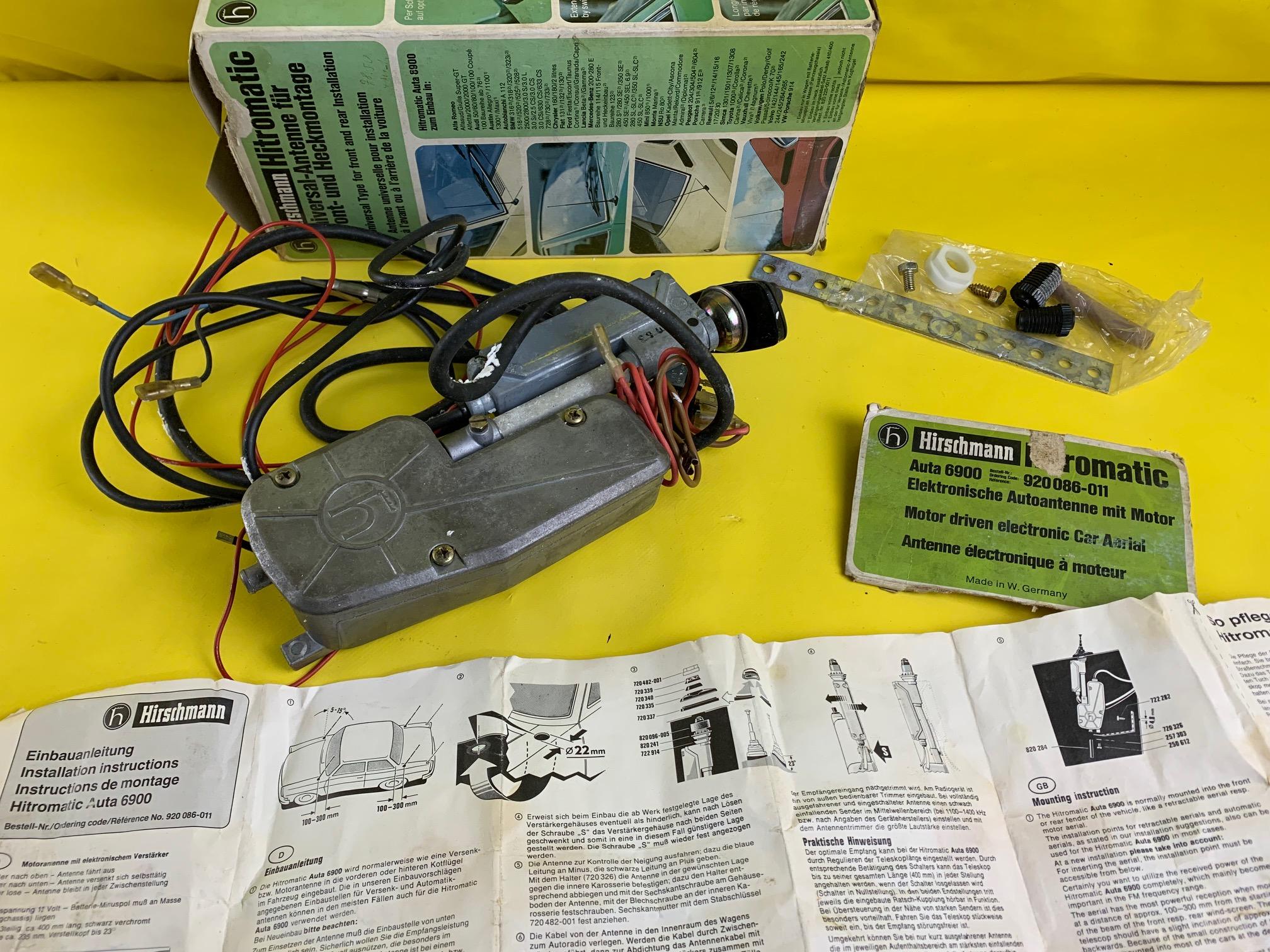 NEU ORIG Hirschmann elektrische Antenne f. Oldtimer auf Kotflügel ...